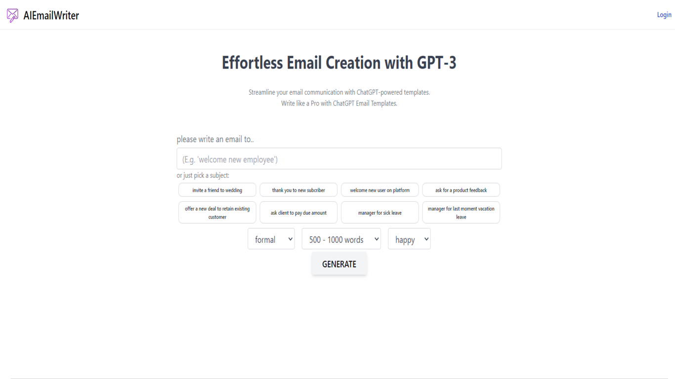 AIEmailWriter Demo | Effortless Email Creation with GPT-3 - AI Demos