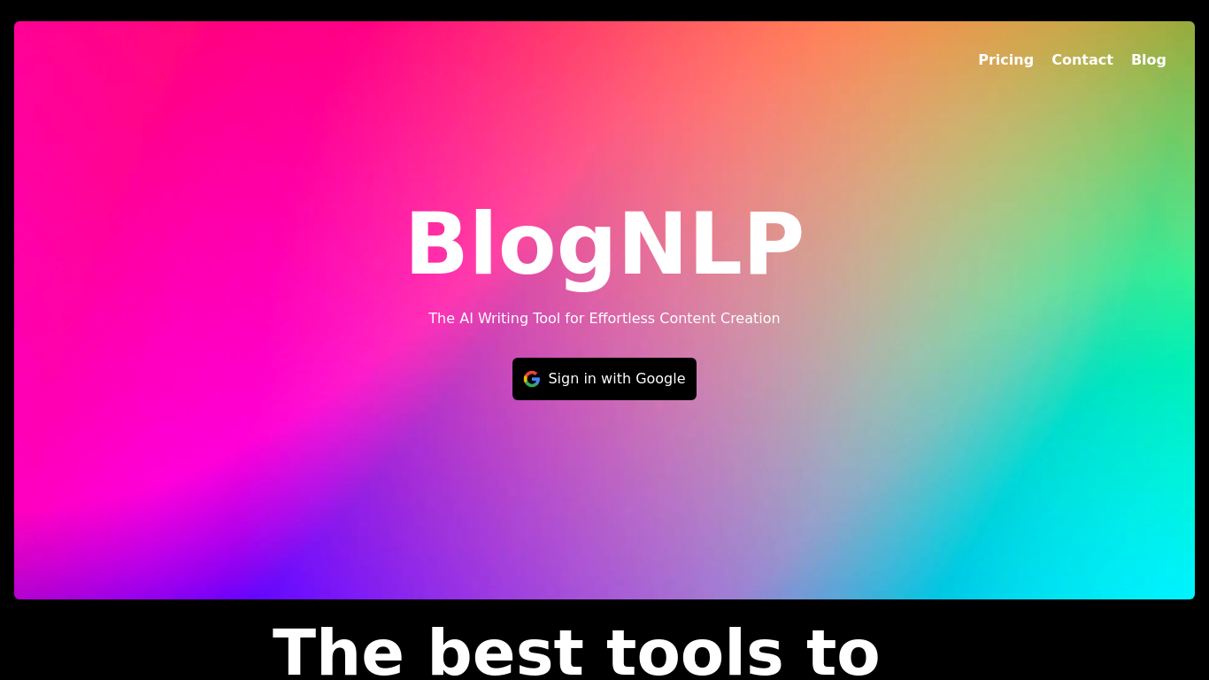 BlogNLP Demo | The AI Writing Tool for Effortless Content Creation