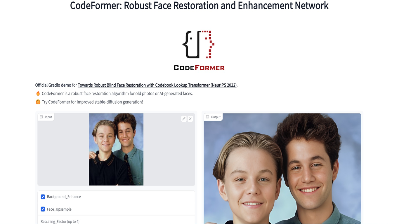 CodeFormer Demo | CodeFormer: Robust Face Restoration and Enhancement Network