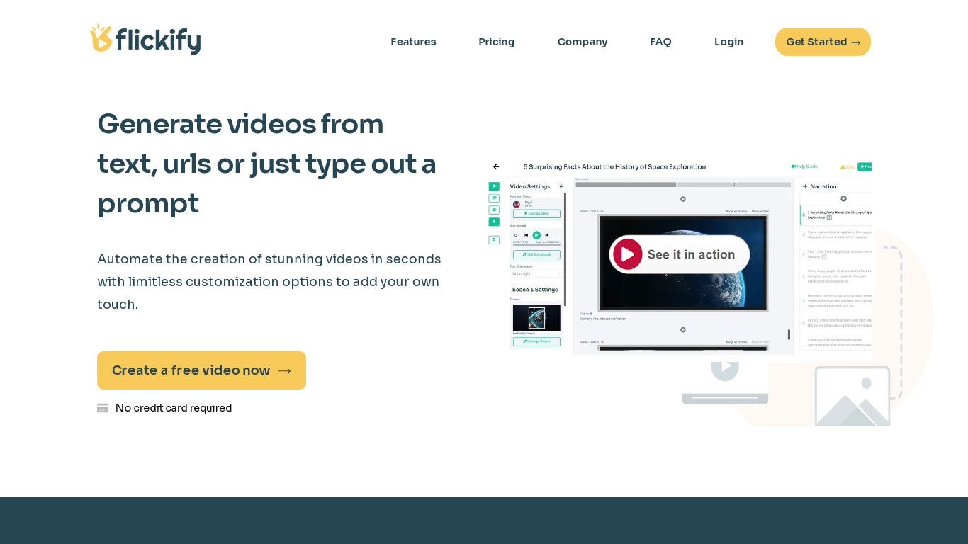 Flickify Demo | Generate videos from text, urls or just type out a prompt - AI Demos