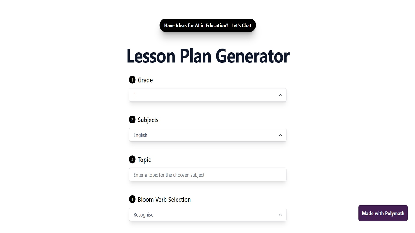 Lesson Plan Generator Demo | Make lesson planning more seamless and ... Lesson Plan Generator Demo | Make lesson planning more seamless and ...
