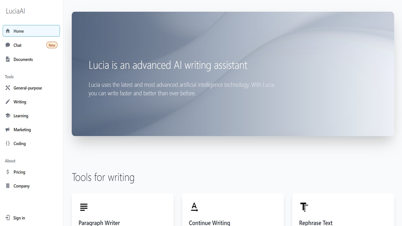 LuciaAI Demo | Lucia is an advanced AI writing assistant