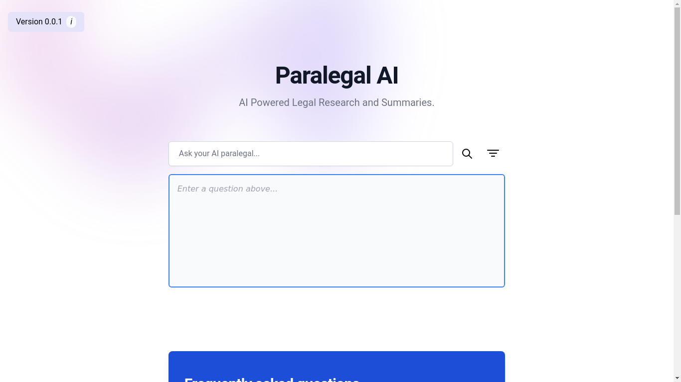 Paralegal AI Demo | AI Powered Legal Research and Summaries.