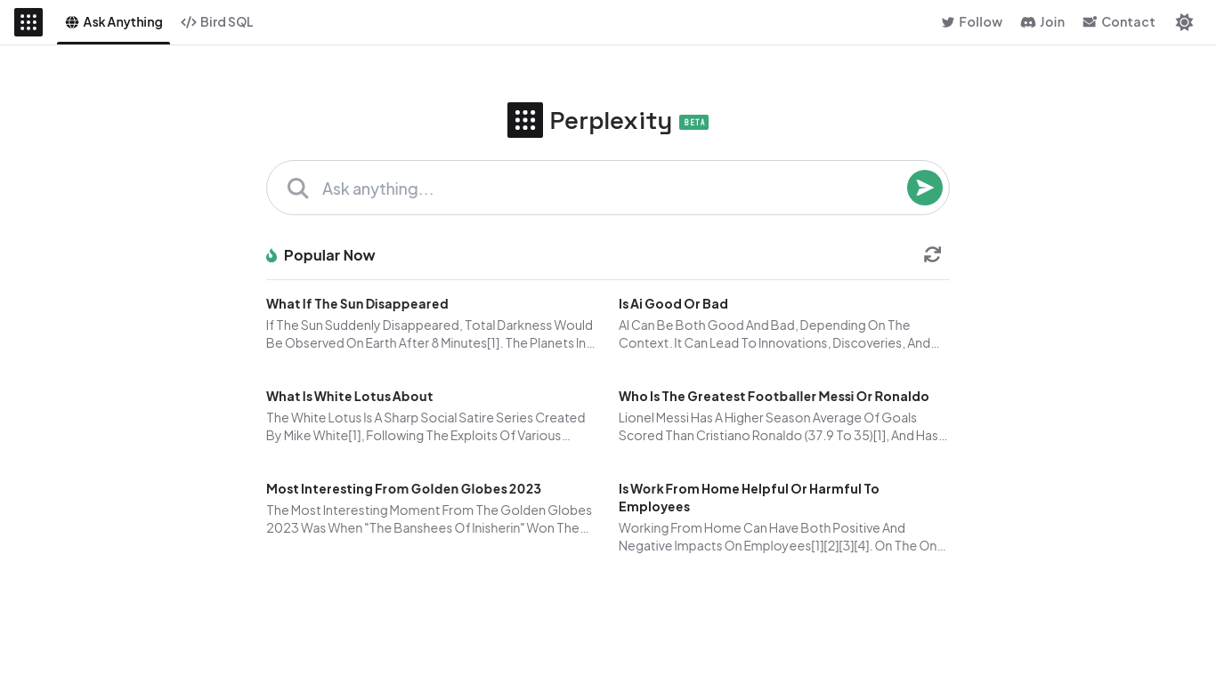 Perplexity AI Demo | Ask Anything