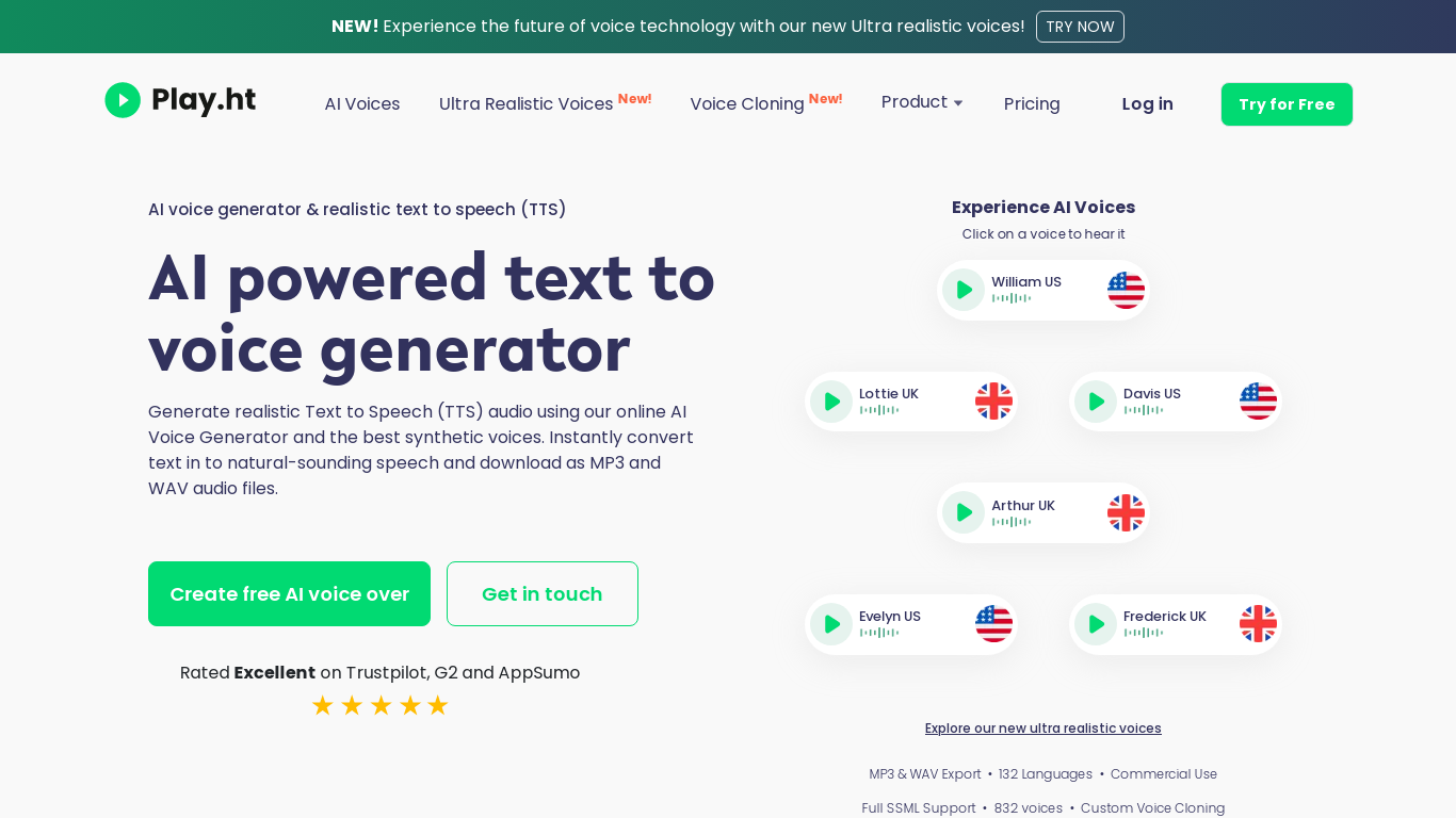 Play.ht Demo | AI powered text to voice generator