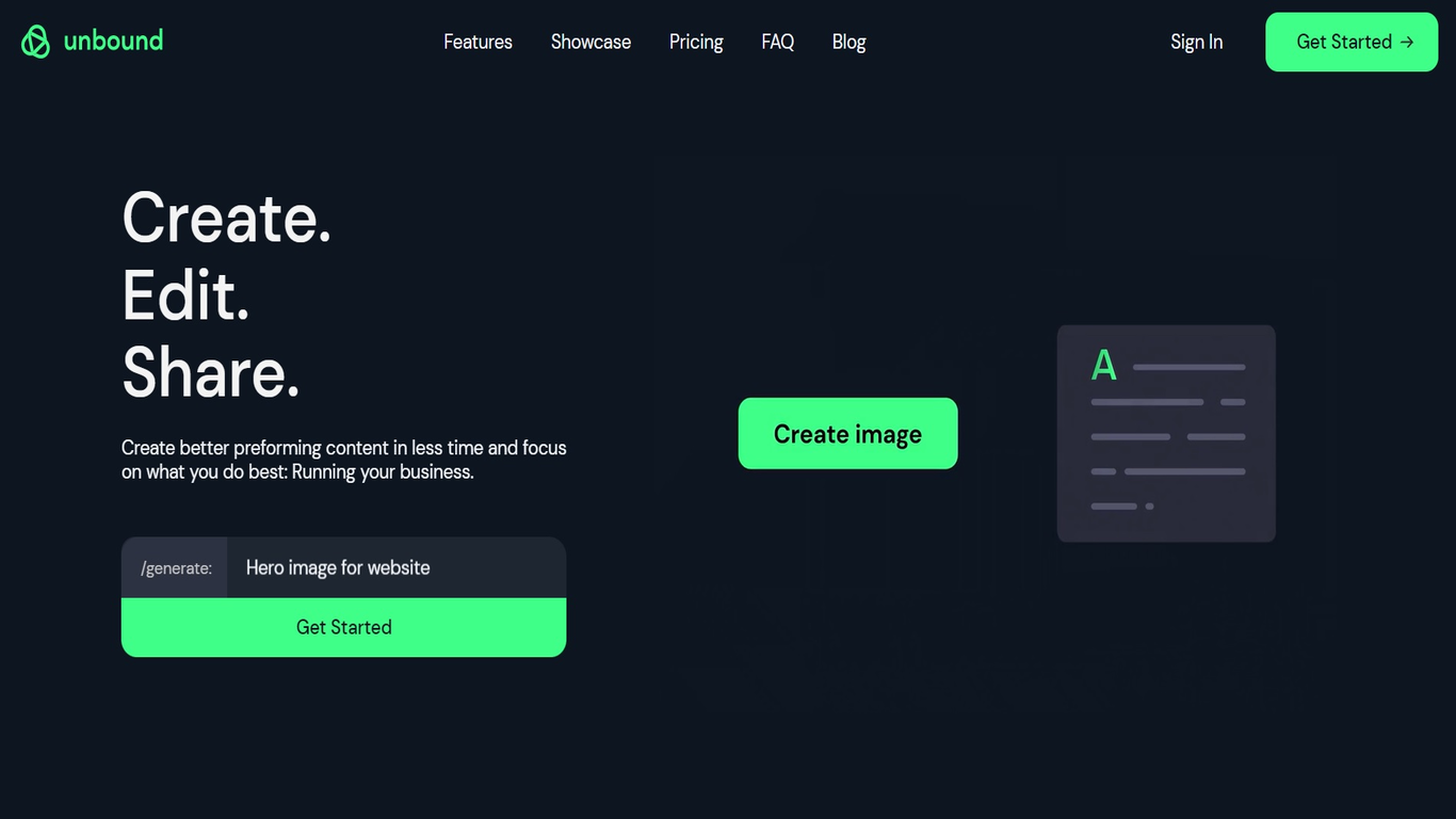 Unbound Demo | Automate content creation for your small business - AI Demos